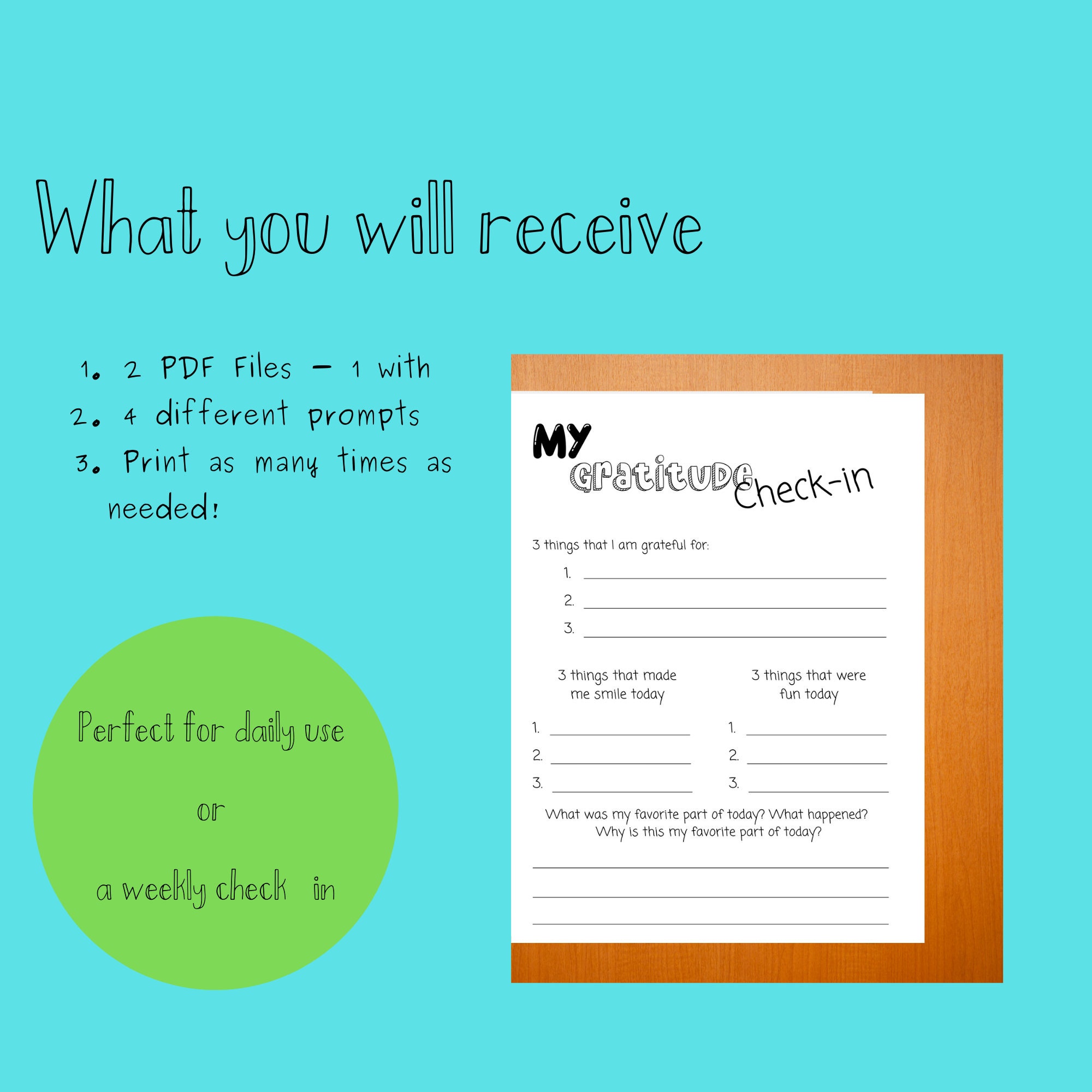Gratitude Check-in Worksheet Kid's Gratitude and Growth - Etsy