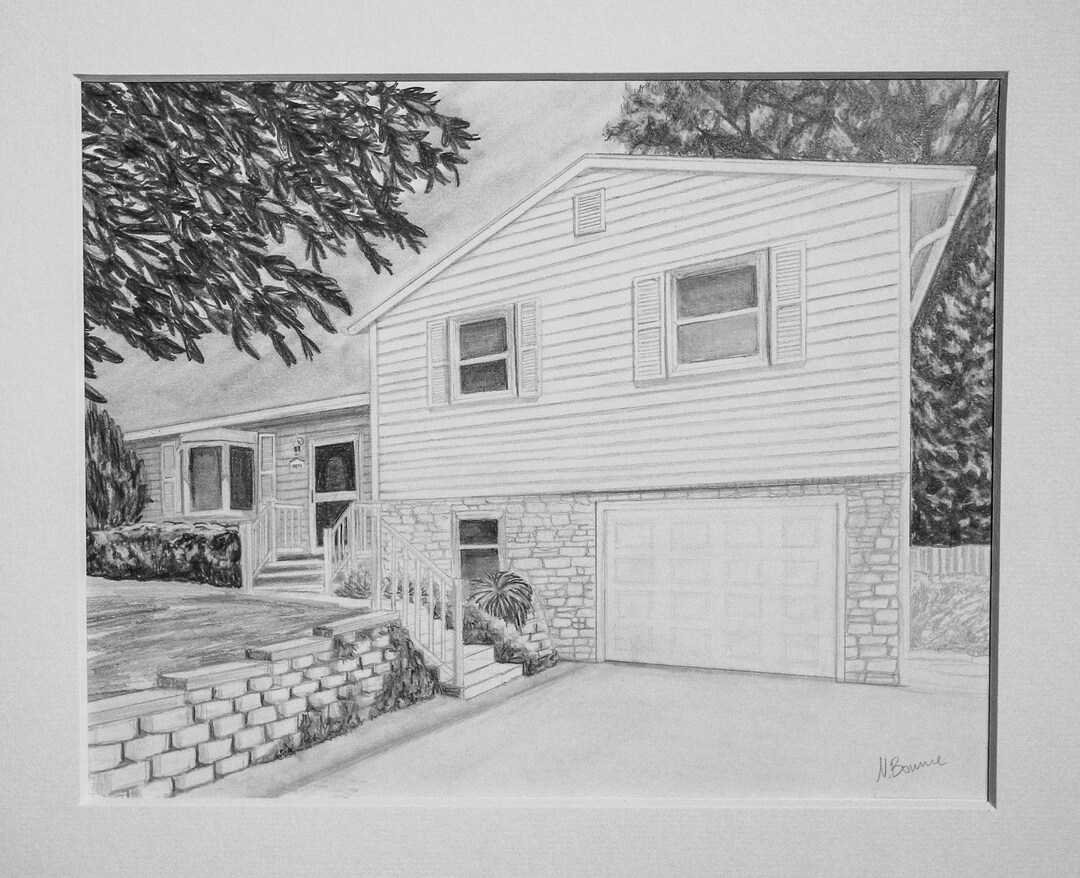 Custom House Portrait Drawing Hand Drawn Personalized Home Warming Gift ...