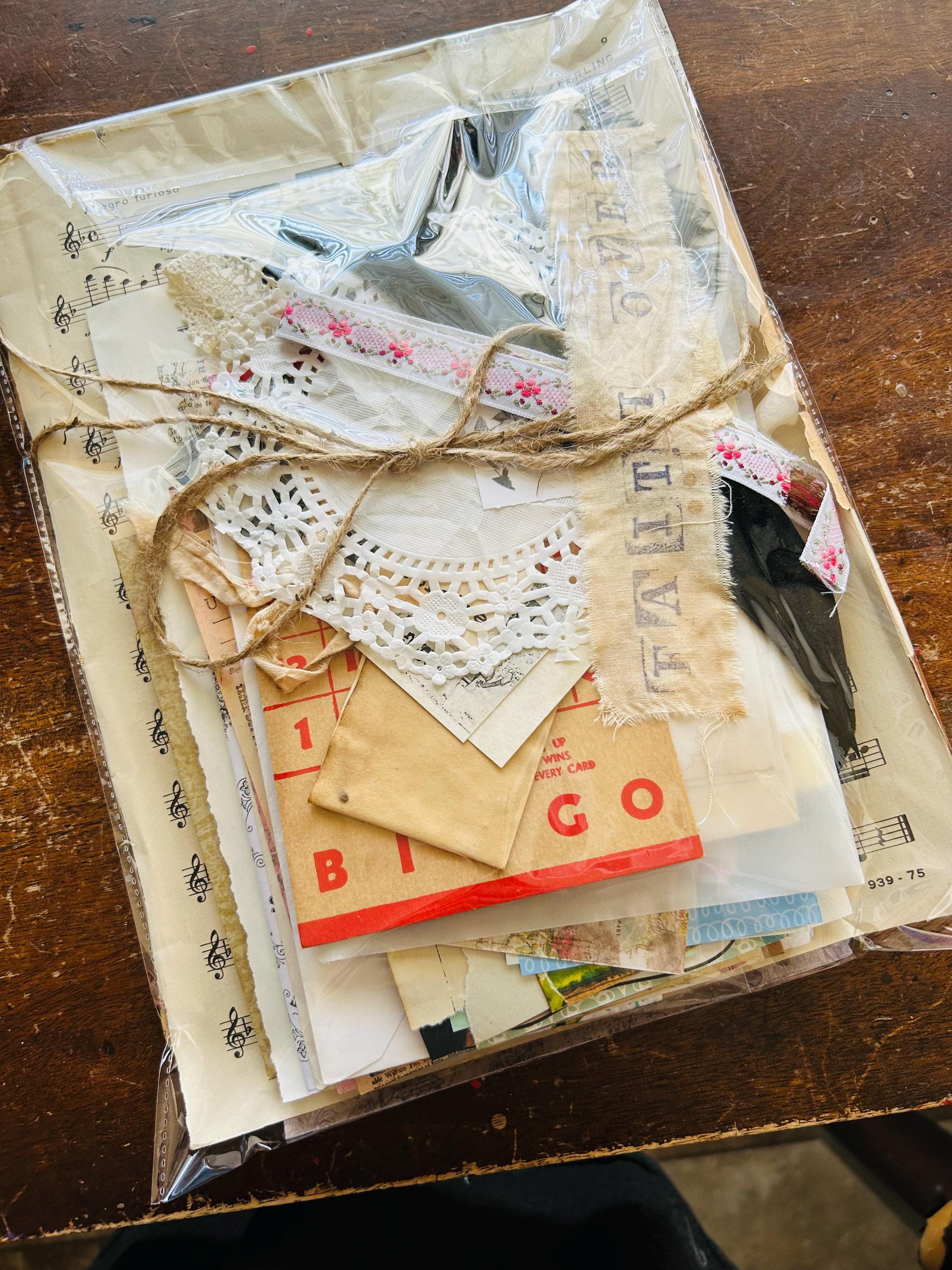 Vintage Ephemera Paper Pack: Antique Book Pages, Photos, Embellishments ...