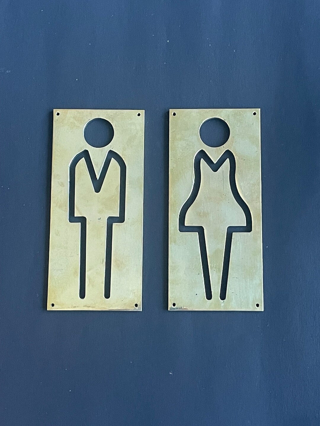 Restroom Door Sign Brass Unisex Bathroom Sign All Gender - Etsy