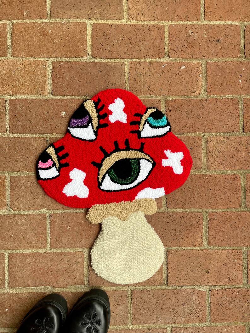 Hand-tufted Mushroom Eyeball Rug - Etsy
