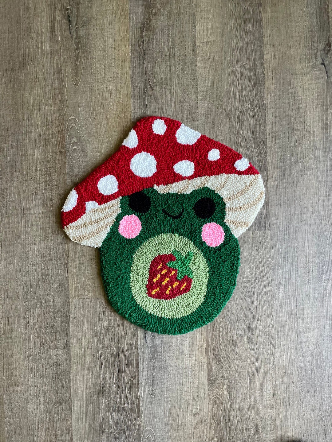 Strawberry Mushroom Frog Accent Rug | Hand-tufted Carpet - Etsy