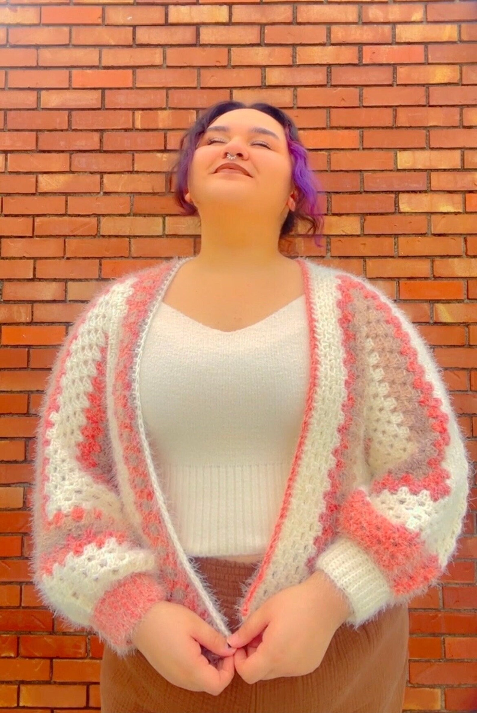 Crochet Fuzzy Hexagon Cardigan: Plus Size Acrylic Blend - Etsy