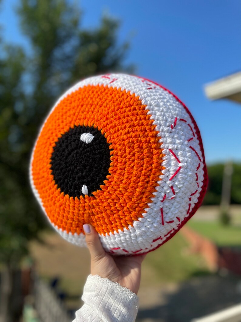 Creepy Eyeball Throw Pillow | Crochet Accent Pillow - Etsy