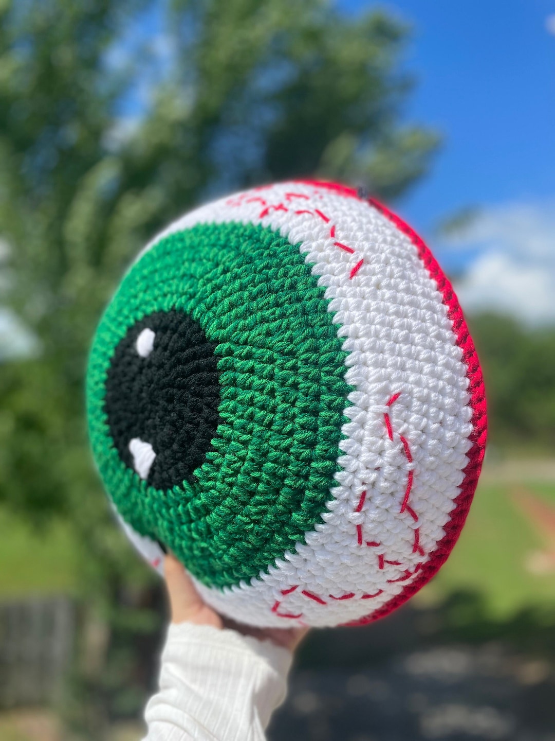 Creepy Eyeball Throw Pillow | Crochet Accent Pillow - Etsy
