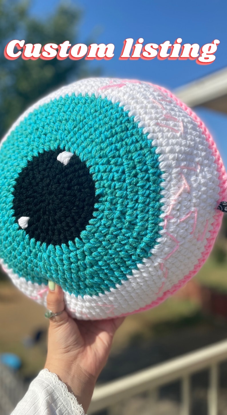 Creepy Eyeball Throw Pillow | Crochet Accent Pillow - Etsy
