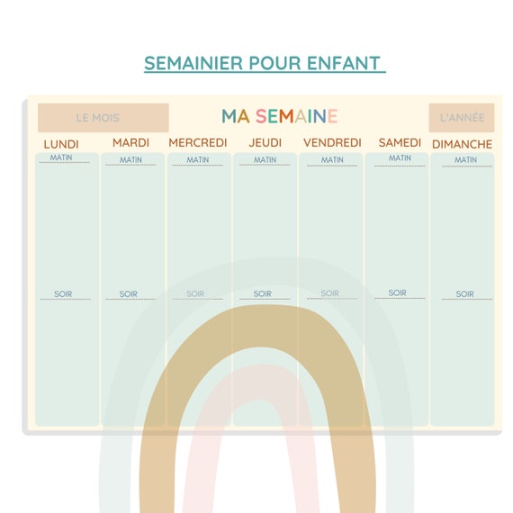 Semainier pour enfant - Etsy France