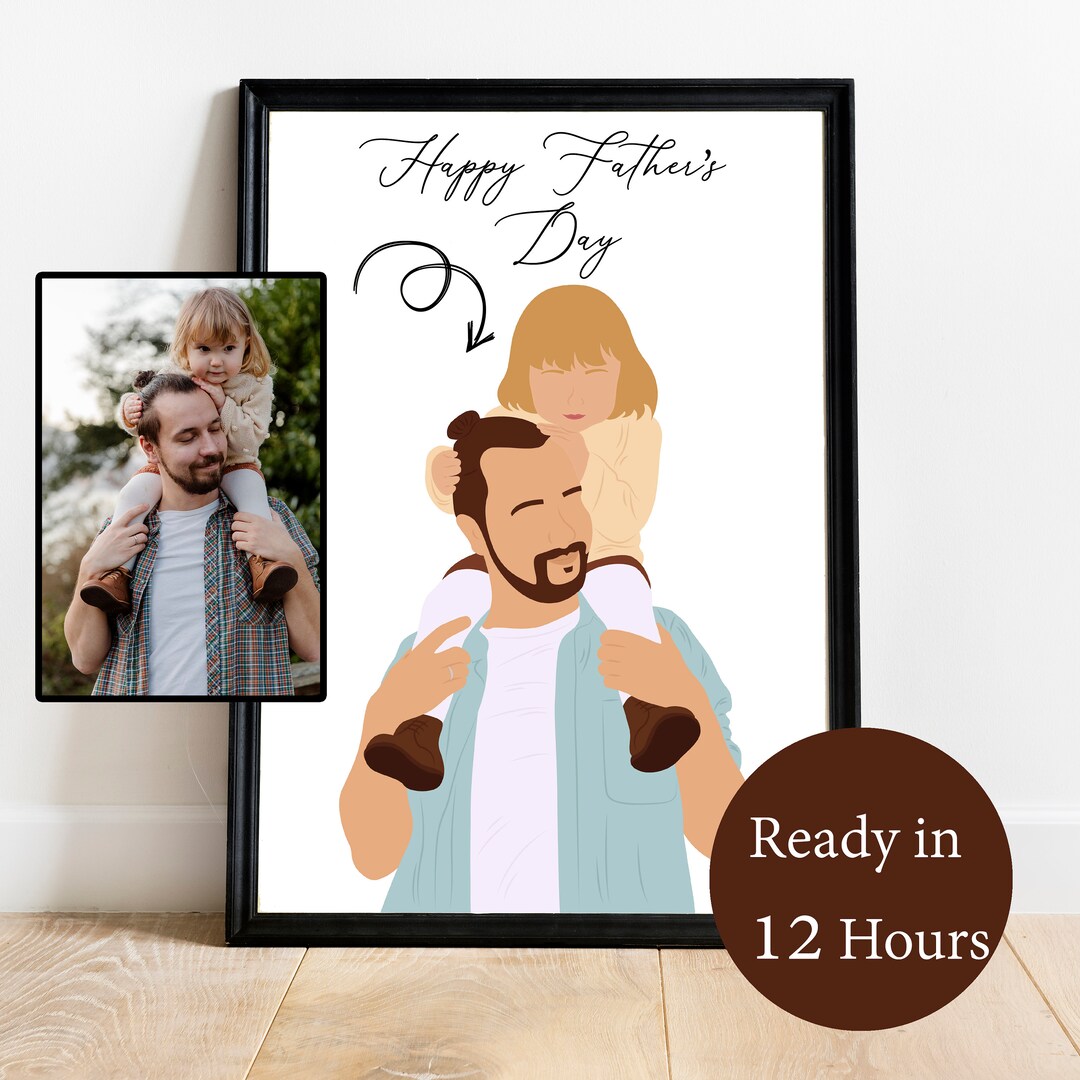 Personalized Fathers Day Gift, Custom Dad Portrait, Last Minute Gift ...