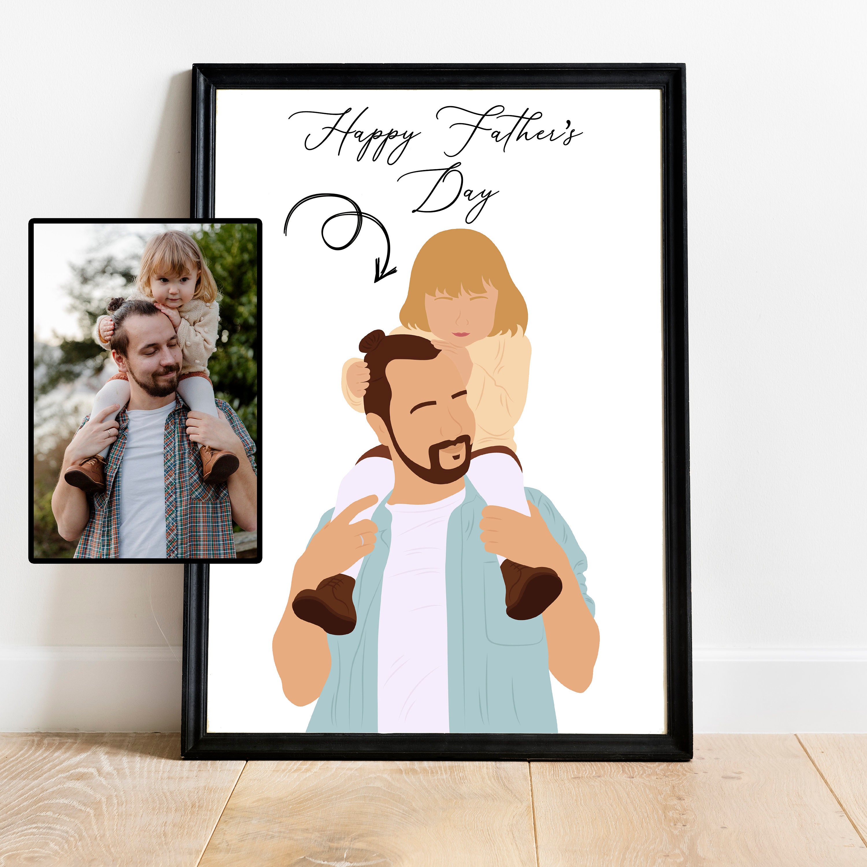 Custom Father's Day Portrait Personalized Gift for Dad - Etsy