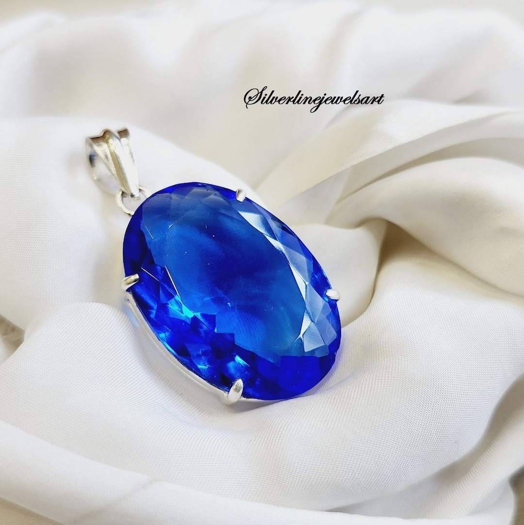Blue Saphhire Pendant, 925 Sterling Silver, Natural Saphhire, Handmade ...