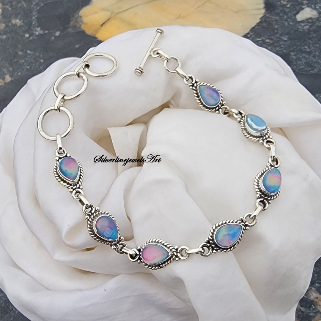 Opal Bracelet, Handmade Bracelet, Gemstone Bracelet, 925 Sterling ...