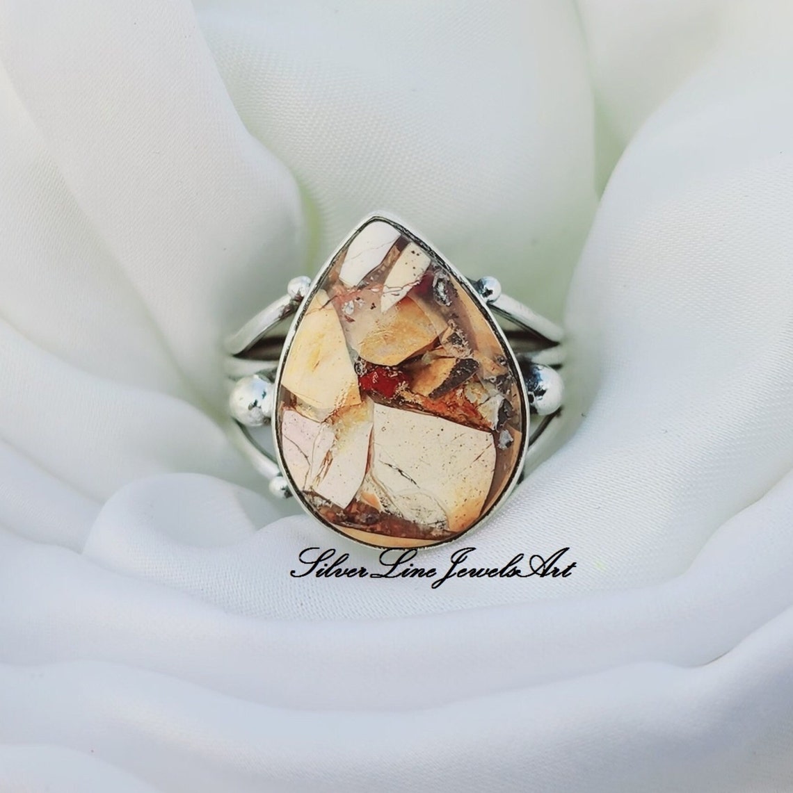 Brecciated Mookaite Ring: 925 Sterling Silver Band, Agate Jewelry - Etsy