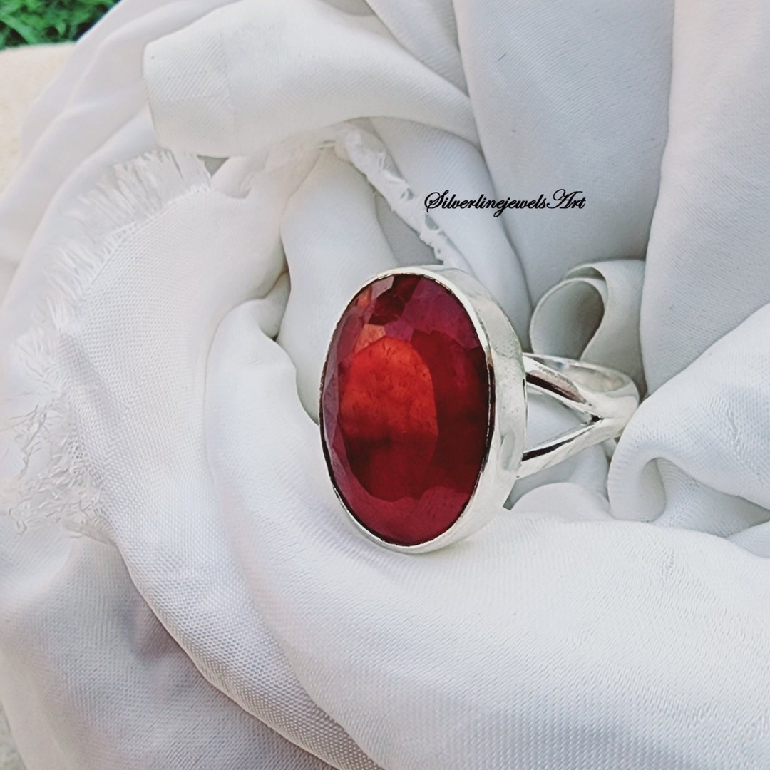 Kashmir Ruby Ring, Beautiful Ruby Ring, 925 Sterling Silver Ring, Ruby Stone Ring,statement ...