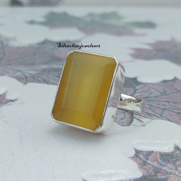 Yellow Stone Ring - Etsy