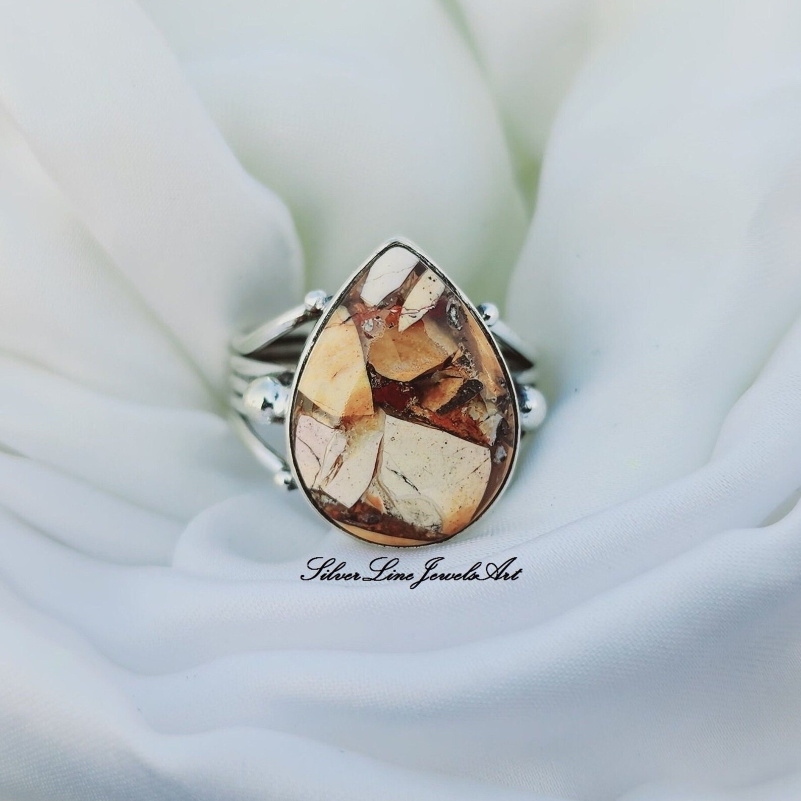 Brecciated Mookaite Ring: 925 Sterling Silver Band, Agate Jewelry - Etsy