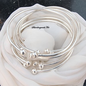 Sterling Silver Bangle Set: 7 Flower Bangles, Women's Jewelry - Etsy
