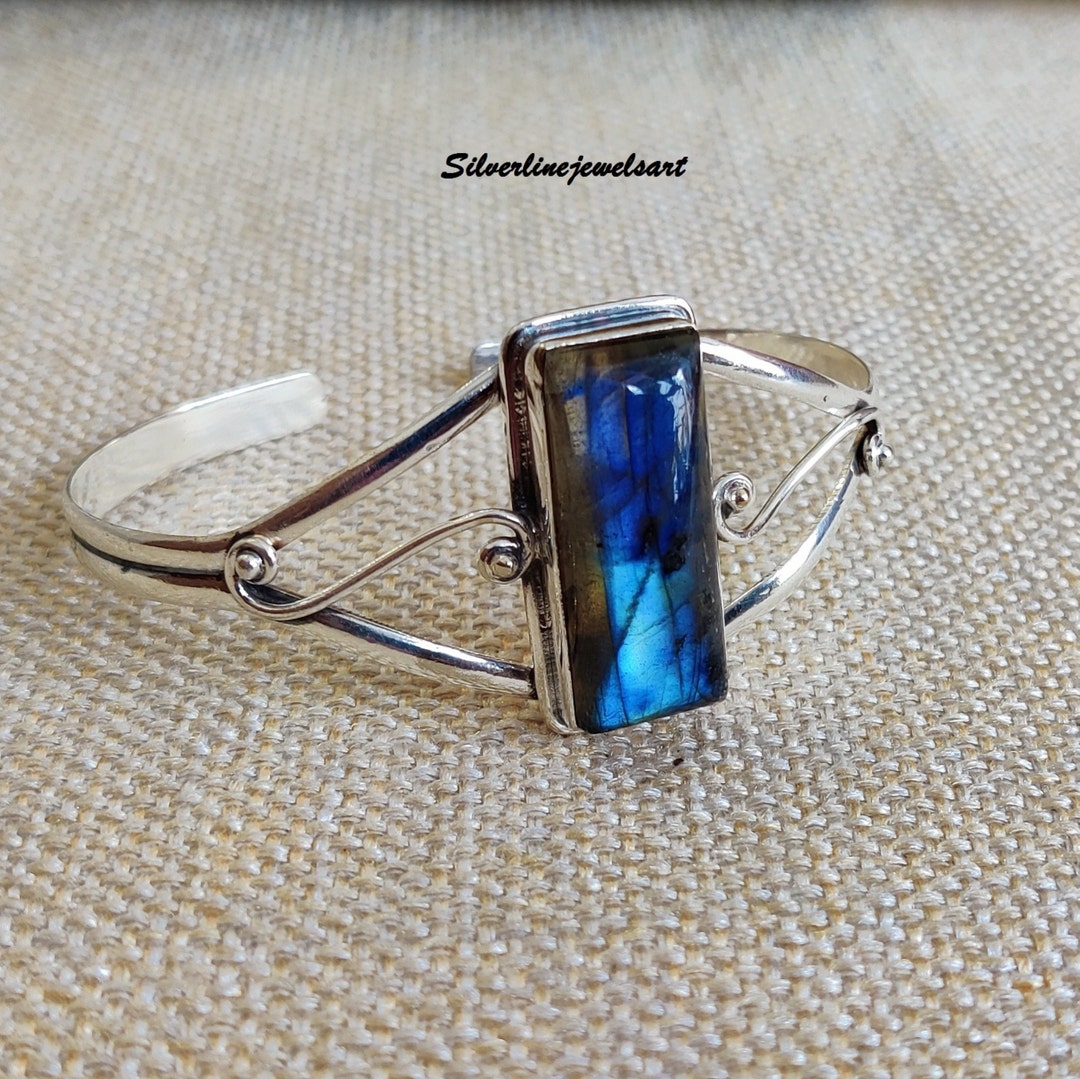 Labradorite Bangle, 925 Sterling Silver Bangle, Handmade Bracelet ...