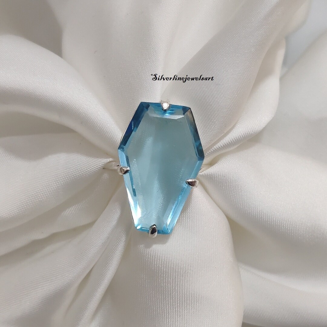 Aquamarine Coffin Ring, 925 Sterling Silver, Handmade Coffin, Band ...