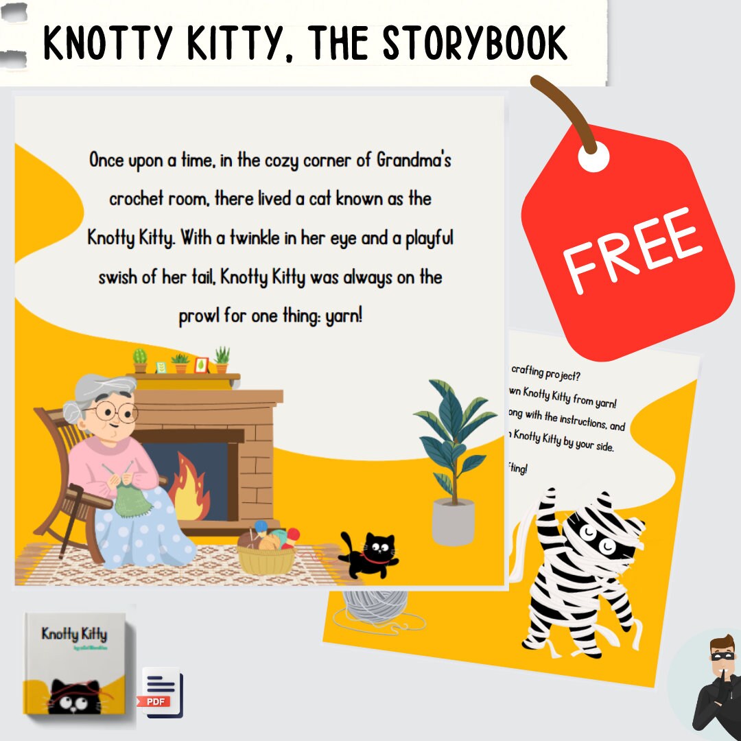 Adorable Knotty Kitty Cat Crochet Pattern Free Storybook Children's ...