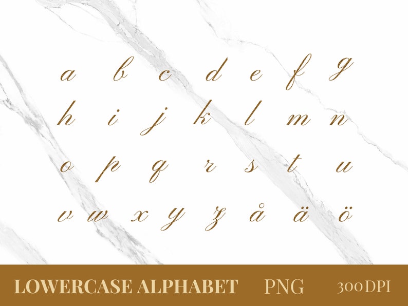Gold Glitter Cursive Letters Clipart: PNG Alphabet, Numbers, Symbols ...