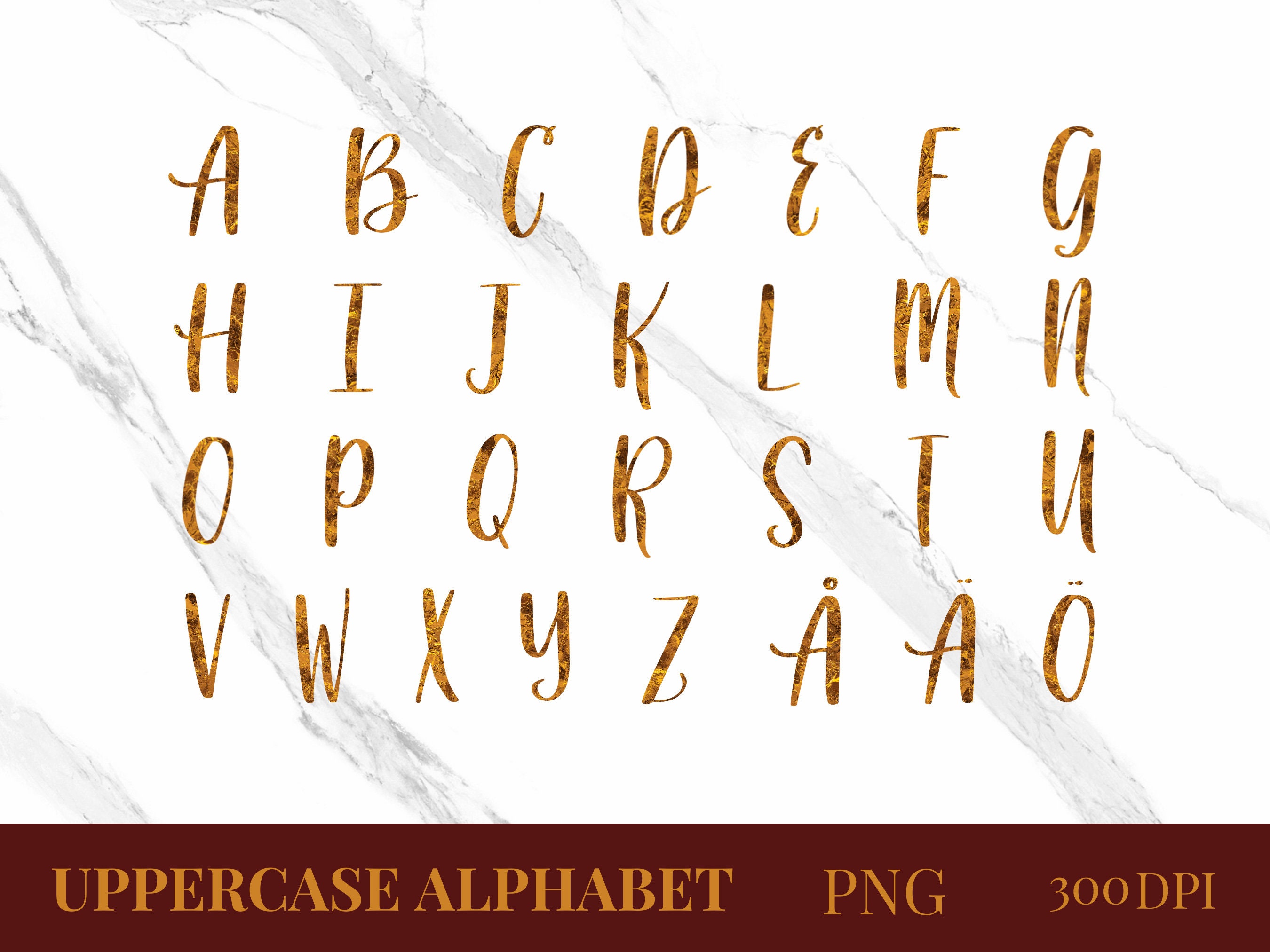 Gold Letters Clipart, Metallic Alphabet, Decorative Golden Lettering ...