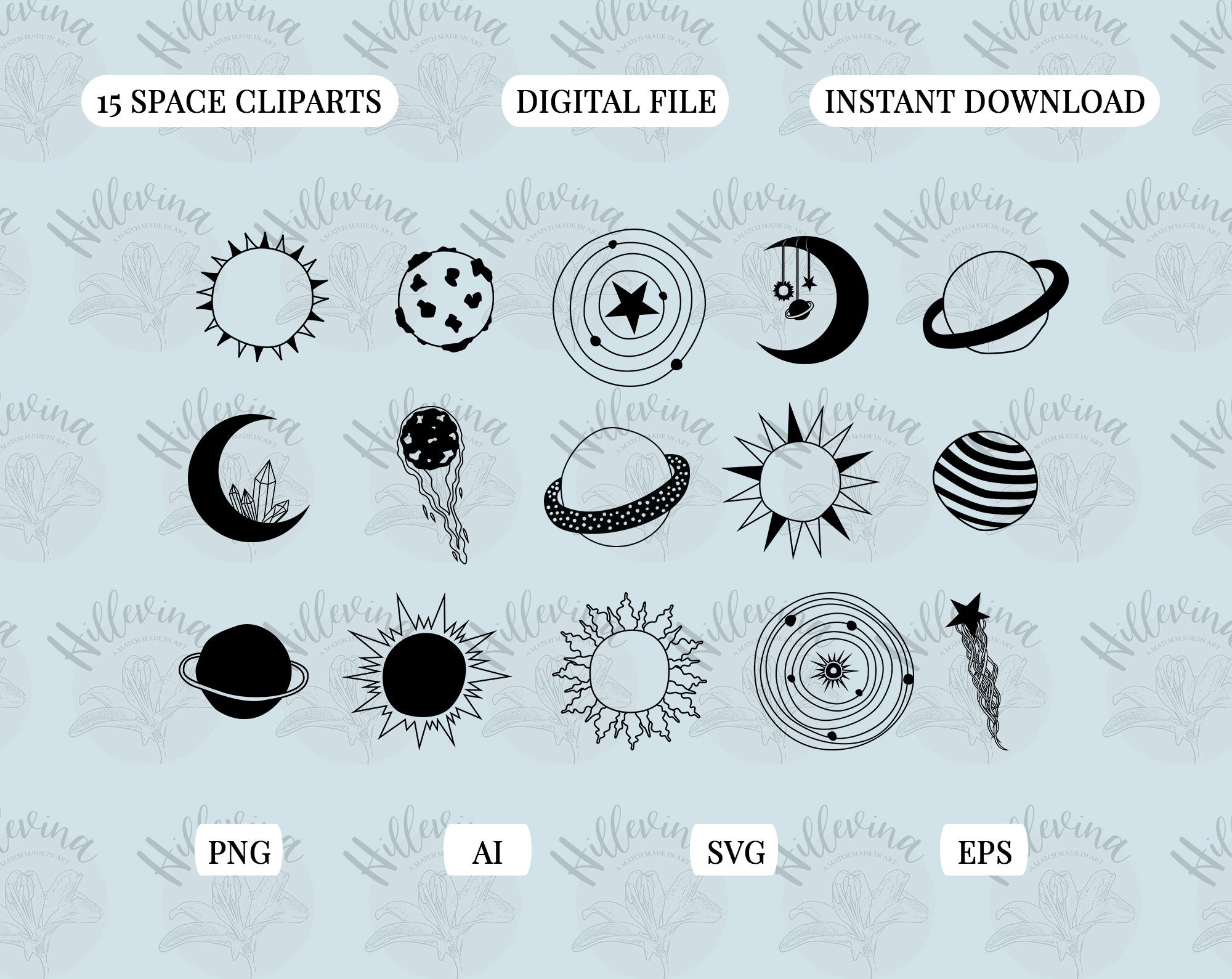 Space SVG Bundle, Simplistic Clipart, Cut File, Cricut Celestial ...