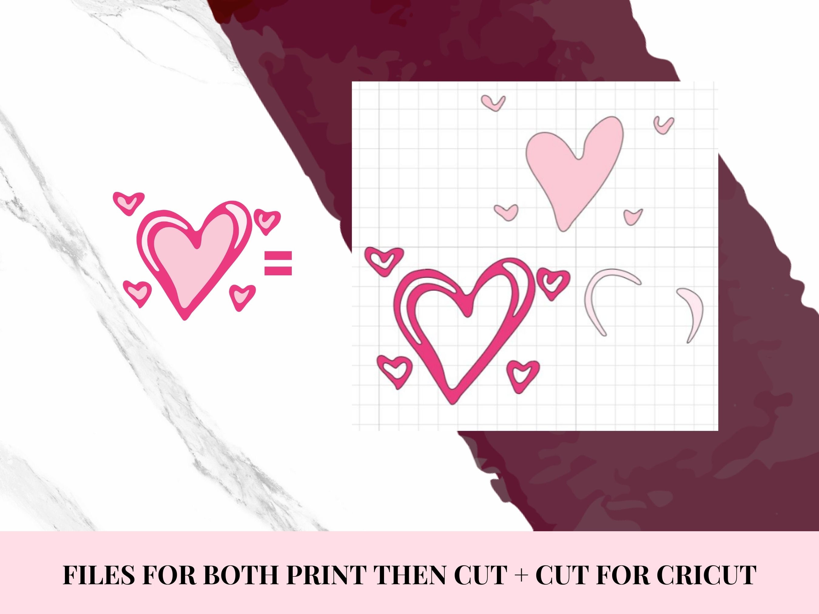 39 Pink Heart SVG Bundle, Cute Heart Clipart, Digital Cut File, Heart ...