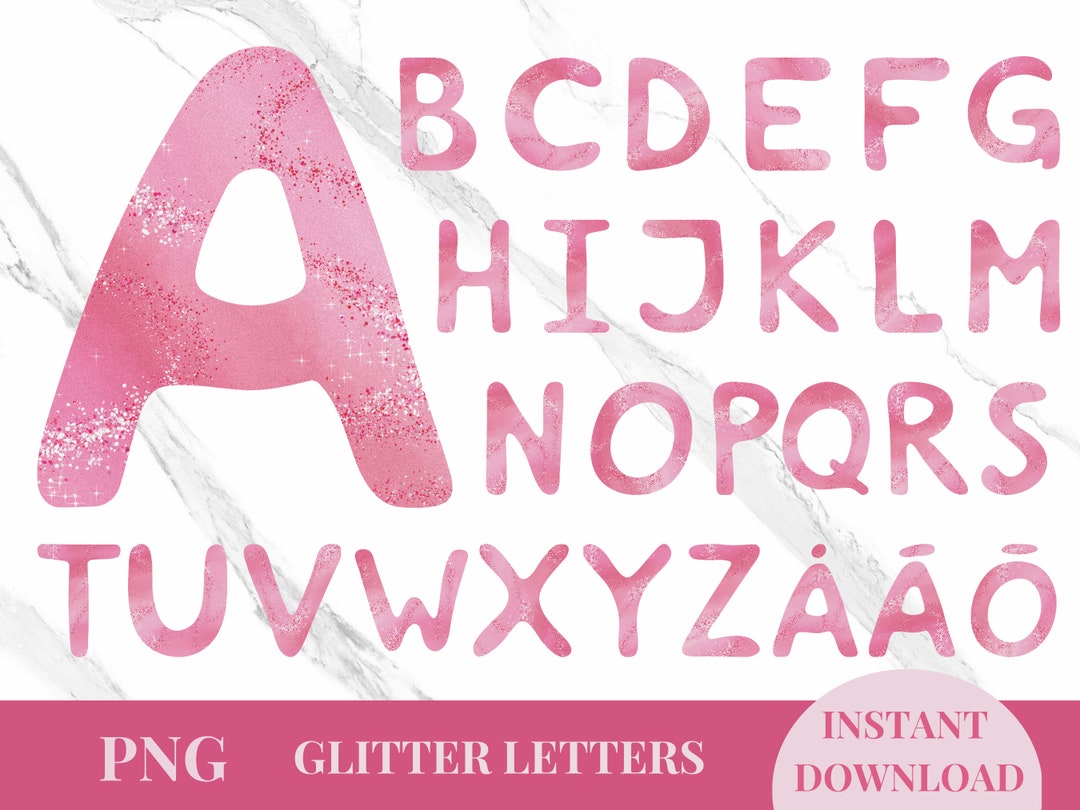 Pink Glitter Letters Clipart Colorful Alphabet Baby Pink - Etsy