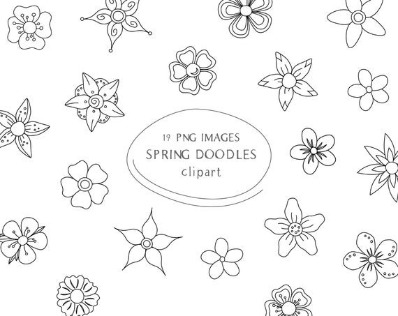 Small Flower Doodle Clipart Bundle Commercial Use Images | Etsy