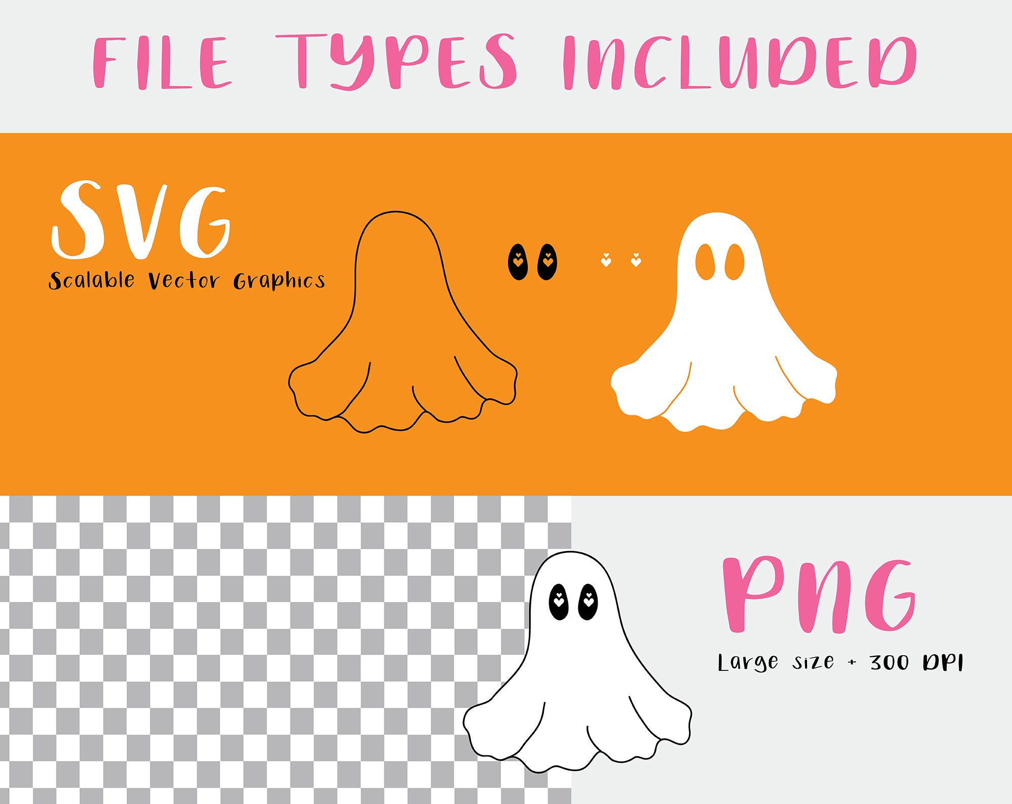 Ghost SVG Cut File Blank Ghost Heart Eyes PNG Commercial Use - Etsy