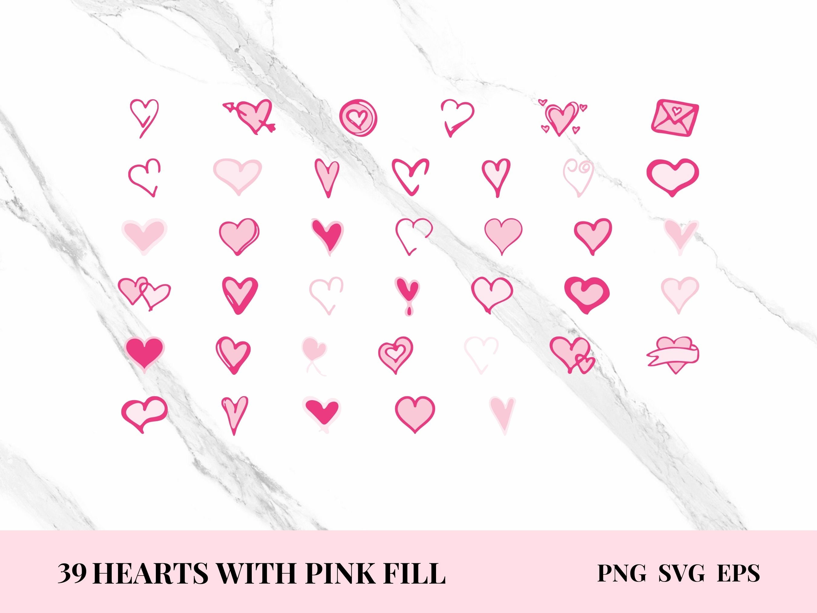 39 Pink Heart SVG Bundle, Cute Heart Clipart, Digital Cut File, Heart ...