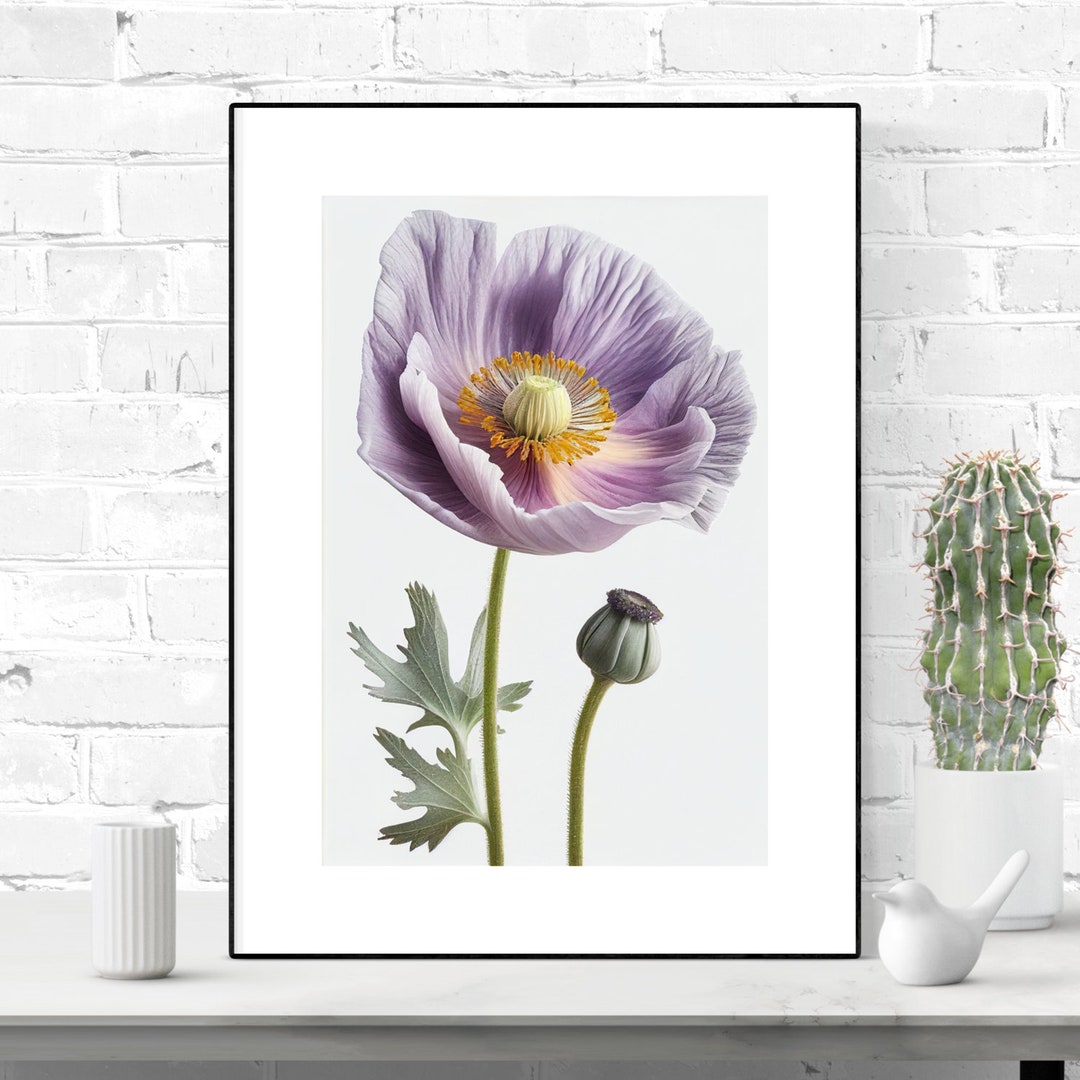 Purple Poppy Flower Poster, Floral Wall Art, Bedroom Decor, Printable ...