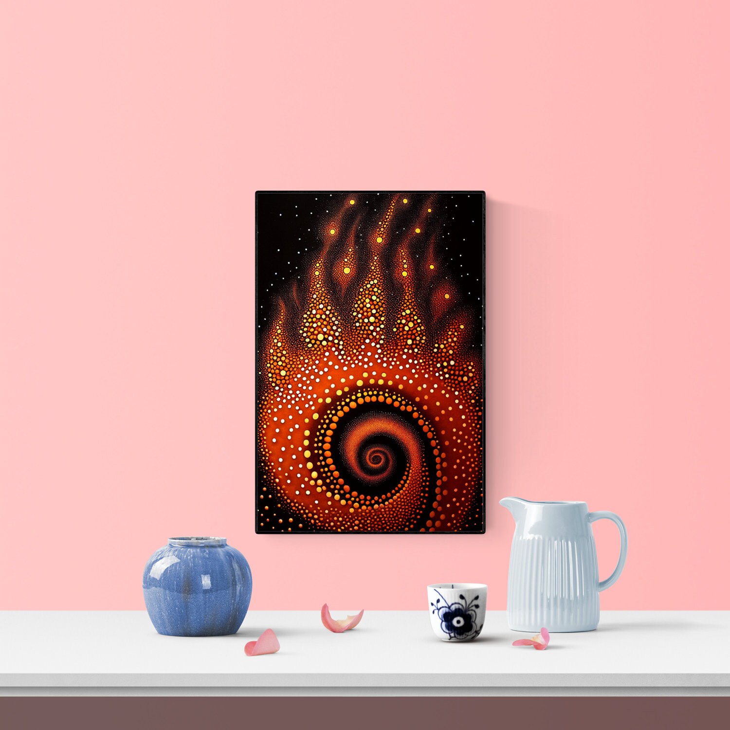 Vivid Abstract Fire Art Modern Flame Print Wall Decor, Dynamic Heat ...