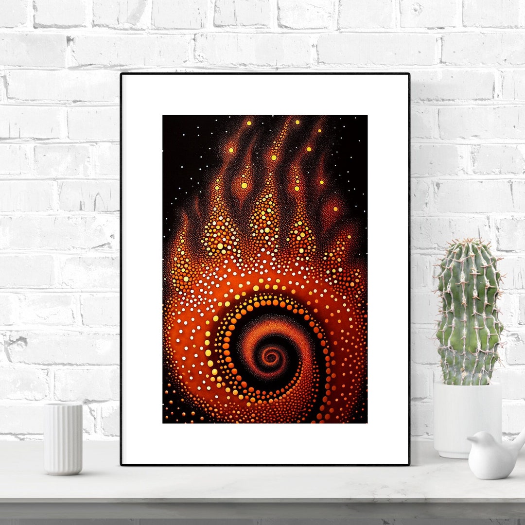 Vivid Abstract Fire Art – Modern Flame Print, Dynamic Heat Wave Decor ...