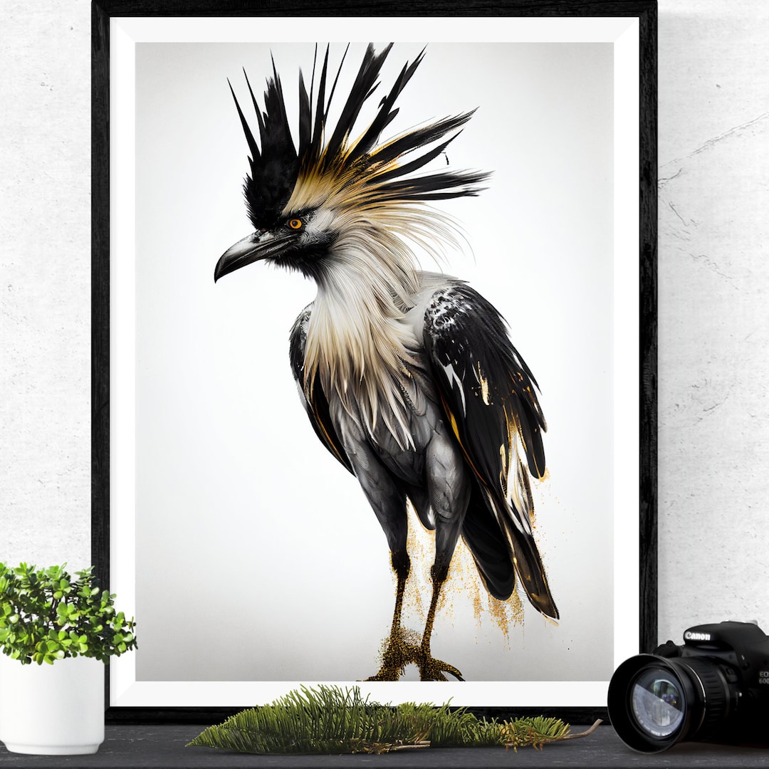 Secretary Bird Art Fine Wall Art, Exotic Bird Illustration, Elegant ...