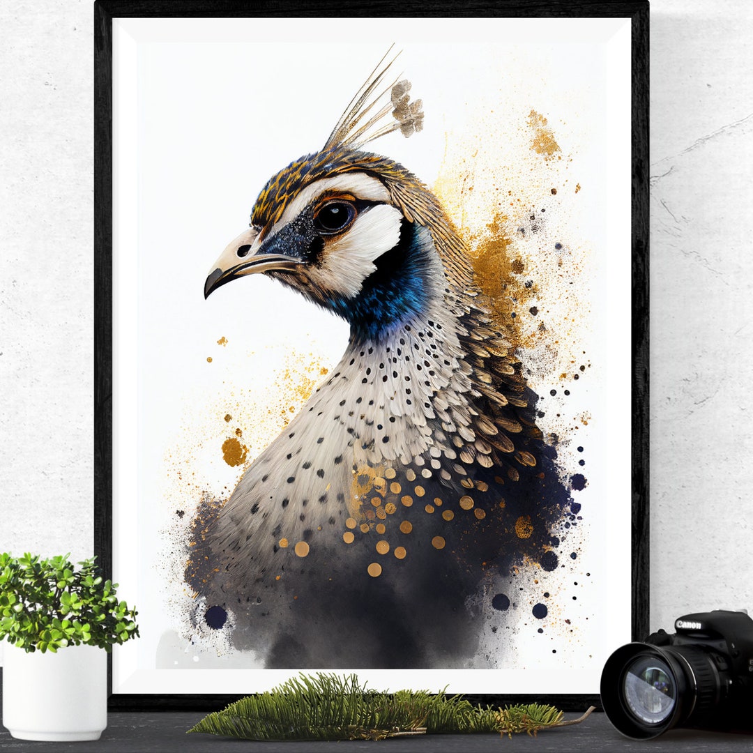 Guinea Fowl Poster, Wall Art, Fine Art, Wall Decoration, Gold Tones ...