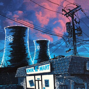 Simpsons "night Falls on the Snpp" Kwik-e-mart 16x20 Silk Screen Print ...