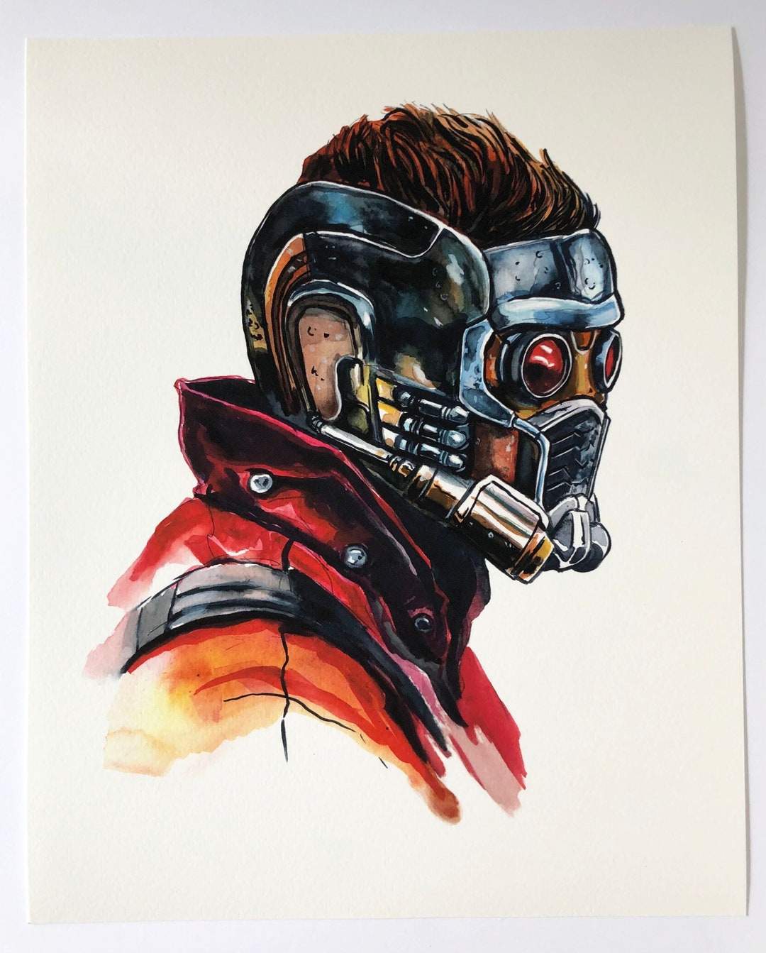 Star Lord- Peter Quill Guardians of the Galaxy Watercolor Portrait 8x10 ...