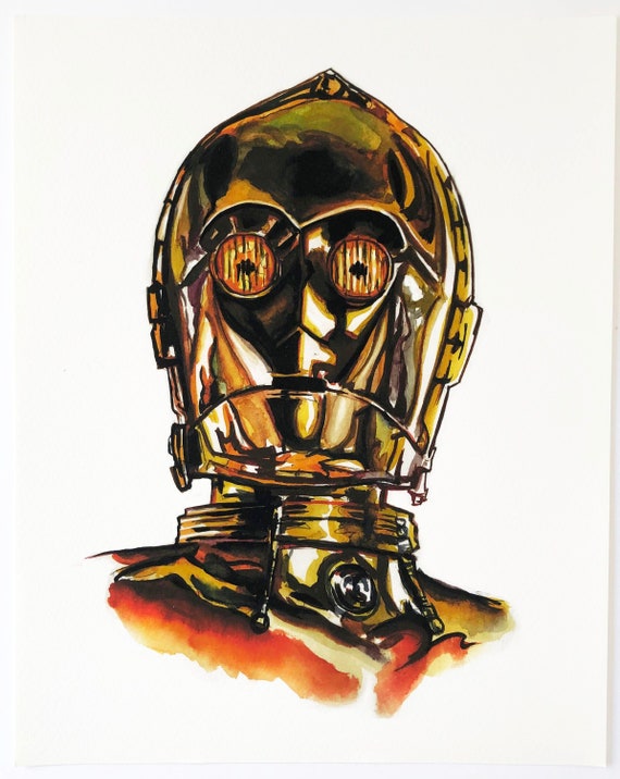 C-3PO Star Wars Droid 8x10 Giclee of Original Watercolor | Etsy