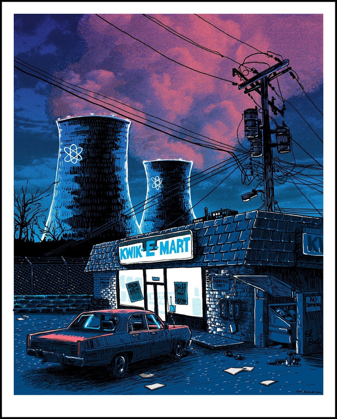 Simpsons "night Falls on the Snpp" Kwik-e-mart 16x20 Silk Screen Print ...