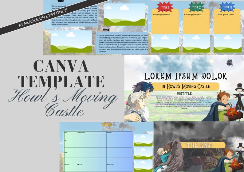 Howl's Moving Castle Canva Template Presentation Anime Ghibli Movie - Etsy