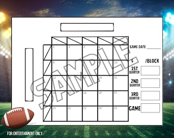 Reusable 50 Super Bowl Squares Box Block Pool Chart 22 X 34 Great for ...