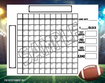 Reusable 50 Super Bowl Squares Box Block Pool Chart 22 X 34 Great for ...