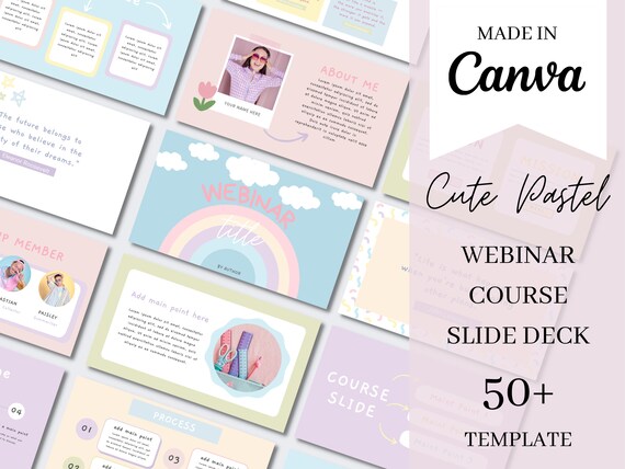 50 Webinar Online Course Template Cute Canva Templates - Etsy