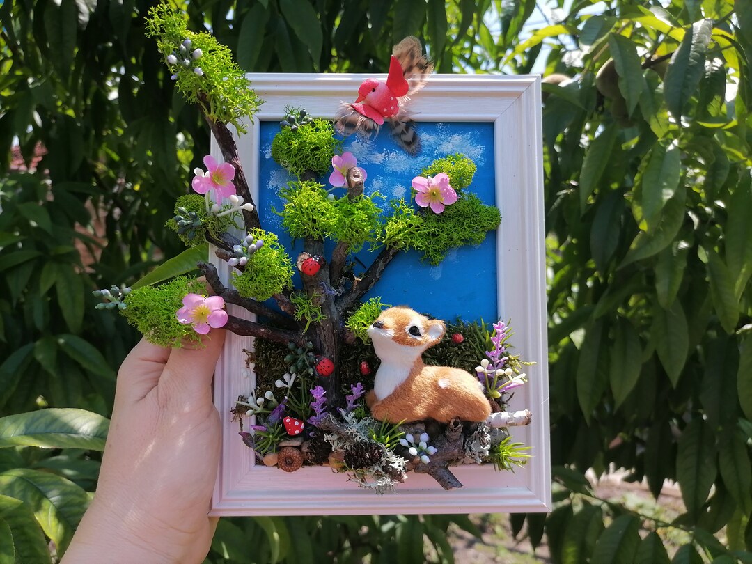 Real Moss 3D Picture Scandinavian Moss 3D Deer Frame Deer - Etsy