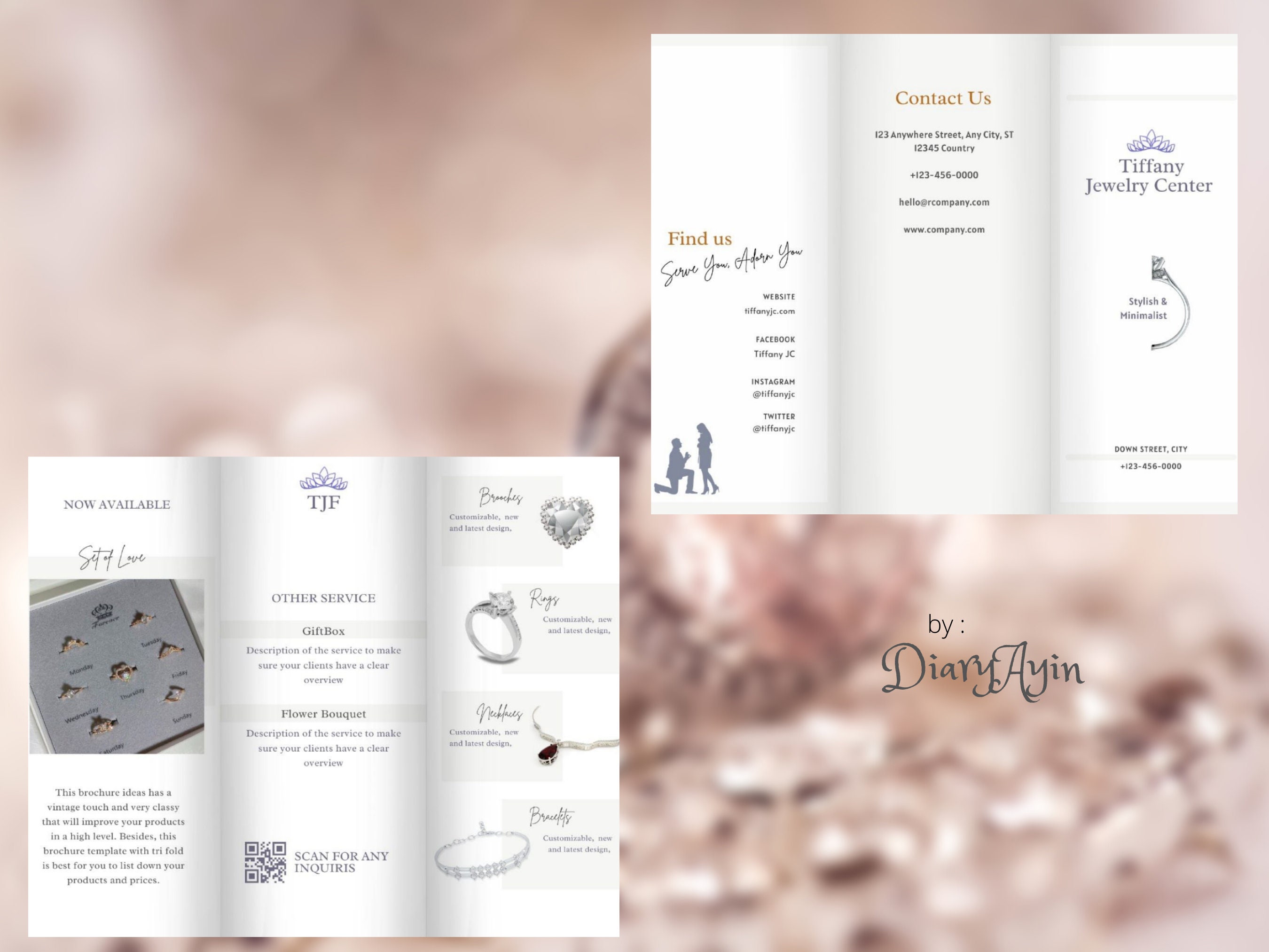 Jewelry Business Trifold Brochure Product List and Service Editable on ...