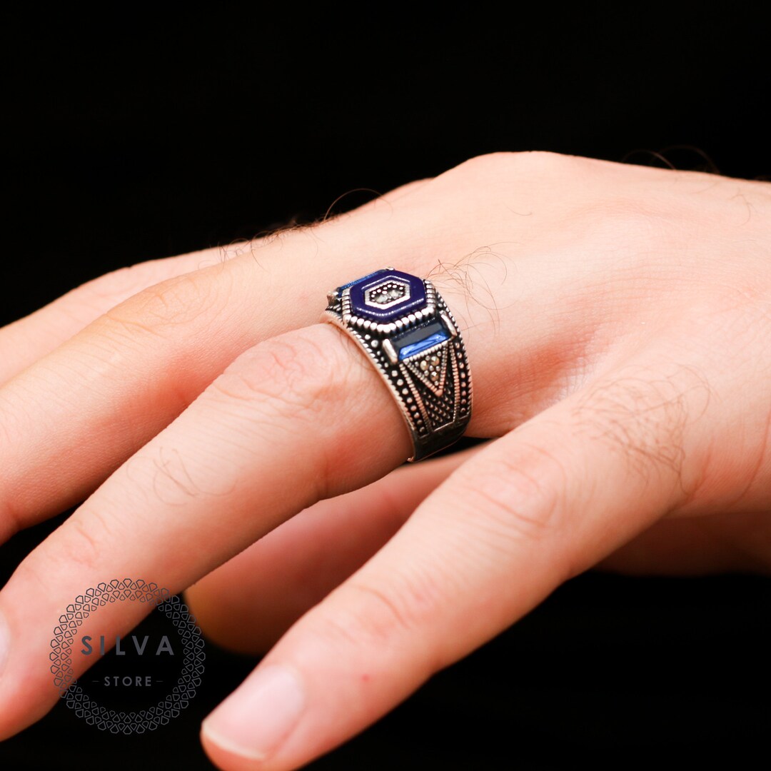 Real Silver Ring With Stone, Pure 925 Sterling Silver Modern Jewelry ...