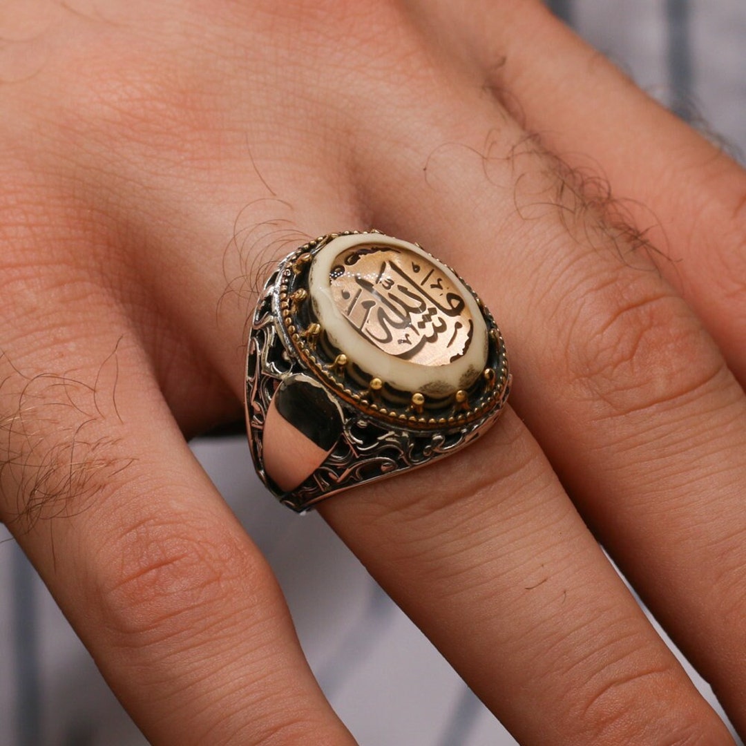 MASHALLAH Written Handmade Ring, With Arabic Calligraphy, Solid 925 ...