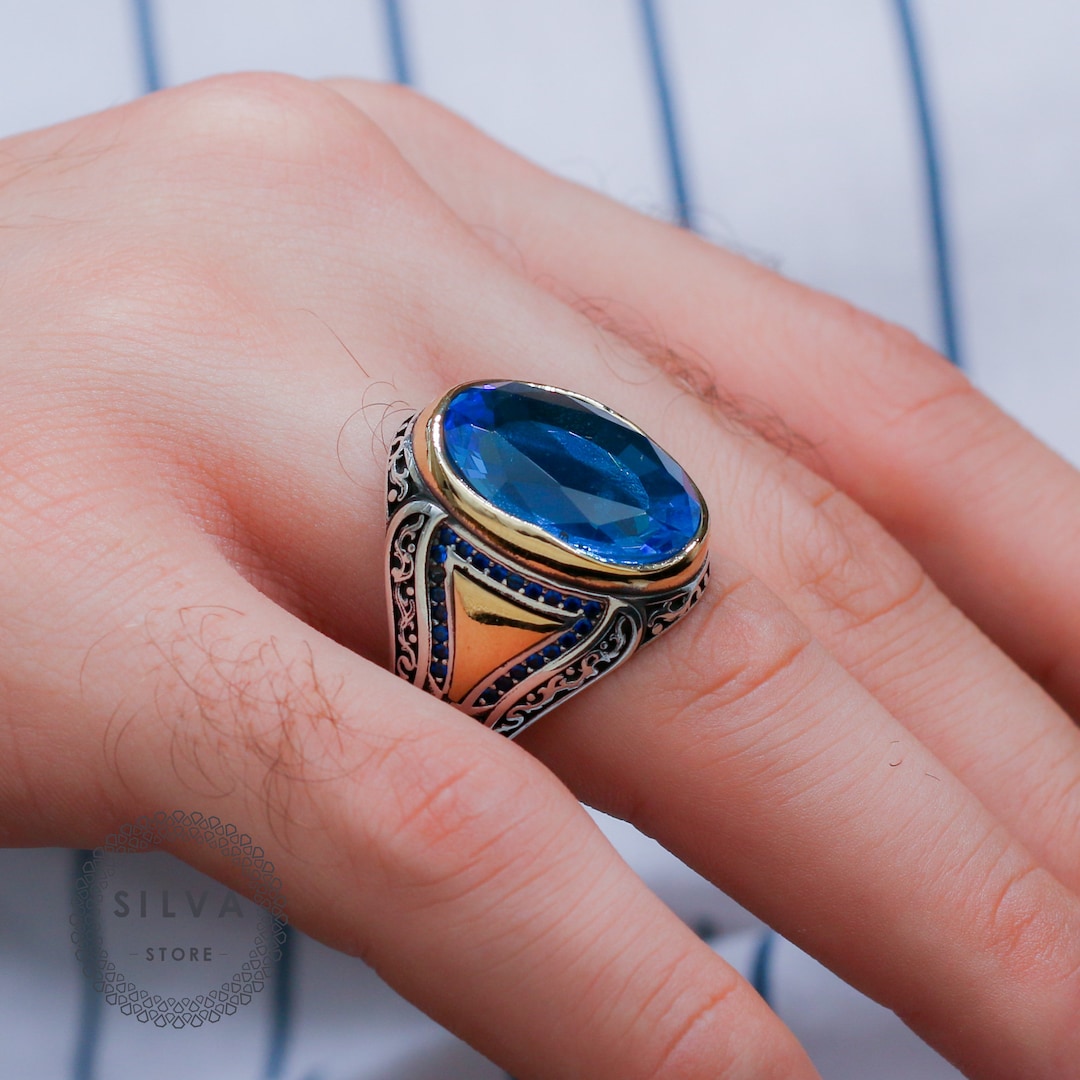 Men Silver Ring, Pure 925 Sterling Silver Modern Ring, Handmade Jewelry ...