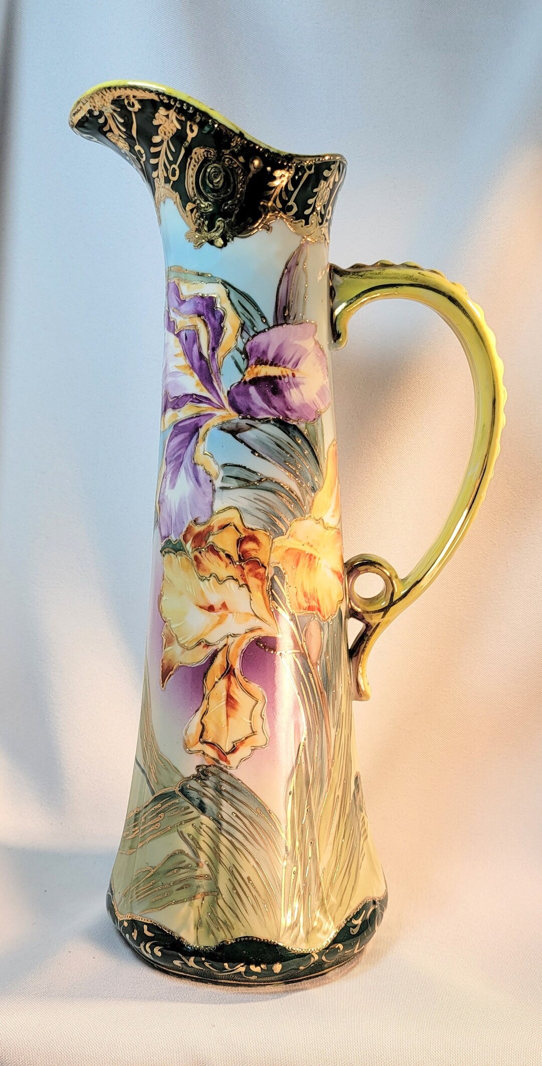 NIPPON Ieco Large 13 Inch Tall Ewer/pitcher. Transferware. Some Hand ...